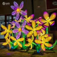 China Custom Orchid Flower Lantern Group, Large LED Colorful Orchid Light Sculptures for Outdoor Festival Decor for sale