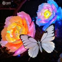 China LED Peony Lantern Device - Night Garden Colorful Floral Butterfly Light Decoration for sale
