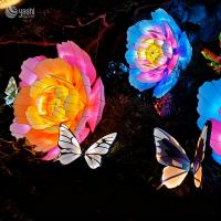 China LED Peony Lantern Device - Night Garden Colorful Floral Butterfly Light Decoration for sale