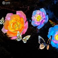 China LED Peony Lantern Device - Night Garden Colorful Floral Butterfly Light Decoration for sale