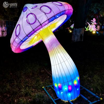 China Custom Giant Gradient Magic Mushroom LED Lantern, Fantasy Glowing Mushroom Light Sculpture for Theme Park Light Festival for sale