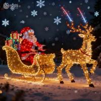 China Santa Sleigh & Reindeer LED Light Sculpture Set, Outdoor Waterproof Christmas Motif Lights for Park & Commercial Light Festival for sale