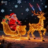 China Santa Sleigh & Reindeer LED Light Sculpture Set, Outdoor Waterproof Christmas Motif Lights for Park & Commercial Light Festival for sale