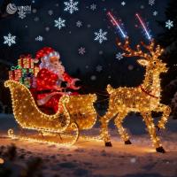 China Santa Sleigh & Reindeer LED Light Sculpture Set, Outdoor Waterproof Christmas Motif Lights for Park & Commercial Light Festival for sale