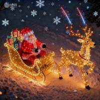 China Santa Sleigh & Reindeer LED Light Sculpture Set, Outdoor Waterproof Christmas Motif Lights for Park & Commercial Light Festival for sale