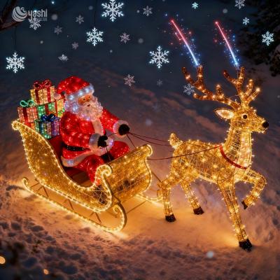 China Santa Sleigh & Reindeer LED Light Sculpture Set, Outdoor Waterproof Christmas Motif Lights for Park & Commercial Light Festival for sale