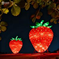 China Handcrafted Strawberry Shaped Lanterns for Outdoor Decorations and Theme Park Decor for sale
