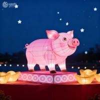 China Custom Chinese Zodiac Pig Lantern | Cartoon Animal LED Light Sculpture for Lunar New Year Light Exhibition for sale