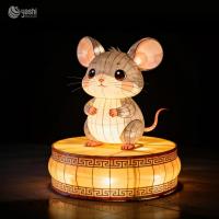 China Custom Chinese Zodiac Rat Lantern | LED Cute Cartoon Mouse Light Sculpture with Decorative Base for Lunar New Year Outdoor Exhibition for sale