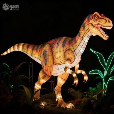 China Dinosaur Lantern Sculpture by Zigong Lantern Factory - T-Rex Lantern for Jurassic Park Decor for sale