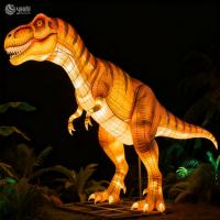 China Custom Giant T‑Rex Dinosaur Lantern | Large LED Tyrannosaurus Rex Light Sculpture for Jurassic Theme Light Festival for sale