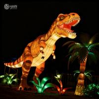 China Custom Giant T‑Rex Dinosaur Lantern | Large LED Tyrannosaurus Rex Light Sculpture for Jurassic Theme Light Festival for sale