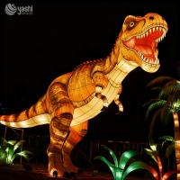 China Custom Giant T‑Rex Dinosaur Lantern | Large LED Tyrannosaurus Rex Light Sculpture for Jurassic Theme Light Festival for sale
