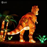 China Custom Giant T‑Rex Dinosaur Lantern | Large LED Tyrannosaurus Rex Light Sculpture for Jurassic Theme Light Festival for sale