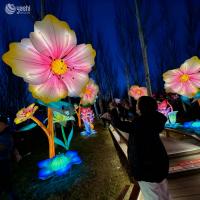 China Custom Giant Garden Flower LED Lantern Group, Large‑Scale Floral Light Sculpture for Park Light Festival for sale