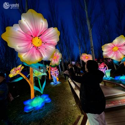 China Custom Giant Garden Flower LED Lantern Group, Large‑Scale Floral Light Sculpture for Park Light Festival for sale