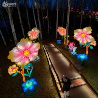 China Custom Giant Garden Flower LED Lantern Group, Large‑Scale Floral Light Sculpture for Park Light Festival for sale