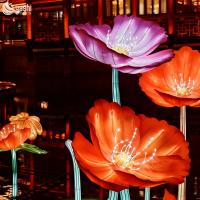 China Custom Giant Flower LED Lantern Installation, Water‑Proof Floating Floral Light Sculpture for Lake & River Light Festival for sale