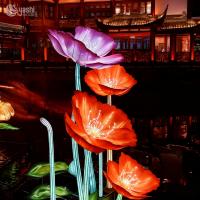China Custom Giant Flower LED Lantern Installation, Water‑Proof Floating Floral Light Sculpture for Lake & River Light Festival for sale