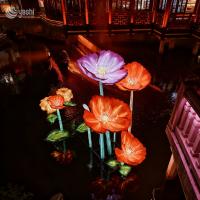 China Custom Giant Flower LED Lantern Installation, Water‑Proof Floating Floral Light Sculpture for Lake & River Light Festival for sale