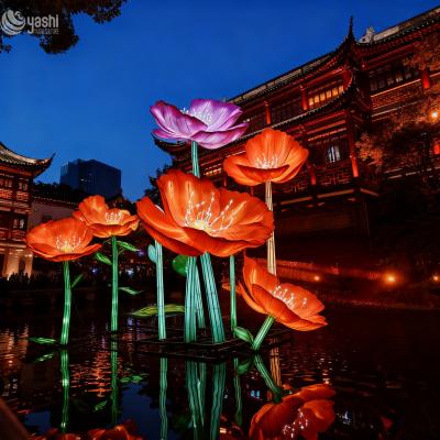China Custom Giant Flower LED Lantern Installation, Water‑Proof Floating Floral Light Sculpture for Lake & River Light Festival for sale