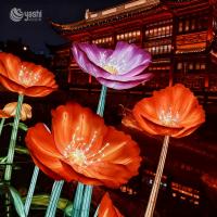 China Custom Giant Flower LED Lantern Installation, Water‑Proof Floating Floral Light Sculpture for Lake & River Light Festival for sale