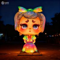 China Custom Cartoon Girl Character Lantern, Giant LED Figure Light Sculpture for Theme Park & Night Festival for sale