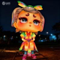 China Custom Cartoon Girl Character Lantern, Giant LED Figure Light Sculpture for Theme Park & Night Festival for sale