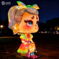 China Custom Cartoon Girl Character Lantern, Giant LED Figure Light Sculpture for Theme Park & Night Festival for sale