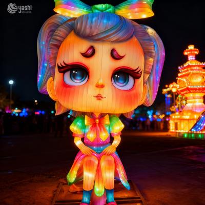 China Custom Cartoon Girl Character Lantern, Giant LED Figure Light Sculpture for Theme Park & Night Festival for sale