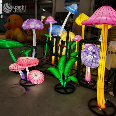 China Custom Colorful Mushroom & Plant Lantern Group, Mixed‑Size LED Light Sculpture for Outdoor Theme Festival for sale