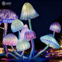 China Custom Dreamy Blue‑Purple Mushroom Lantern Group, Giant LED Light Sculpture for Plaza & Night Festival for sale