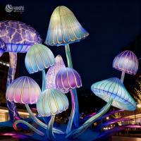 China Custom Dreamy Blue‑Purple Mushroom Lantern Group, Giant LED Light Sculpture for Plaza & Night Festival for sale