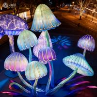China Custom Dreamy Blue‑Purple Mushroom Lantern Group, Giant LED Light Sculpture for Plaza & Night Festival for sale