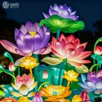 China Custom Multi‑Color Lotus Flower Lantern Group, Large LED Floral Light Sculpture for Water & Park Decoration for sale