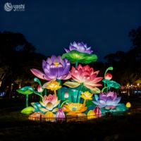 China Custom Multi‑Color Lotus Flower Lantern Group, Large LED Floral Light Sculpture for Water & Park Decoration for sale