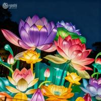 China Custom Multi‑Color Lotus Flower Lantern Group, Large LED Floral Light Sculpture for Water & Park Decoration for sale
