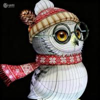 China Custom Winter Owl Lantern | Large LED Christmas Owl Light Sculpture with Hat Scarf for Outdoor Holiday Exhibition for sale