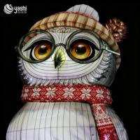 China Custom Winter Owl Lantern | Large LED Christmas Owl Light Sculpture with Hat Scarf for Outdoor Holiday Exhibition for sale