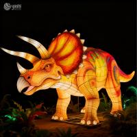 China Triceratops Dinosaur Lantern - Waterproof Outdoor Silk Lantern - Realistic Dinosaur Sculpture Lantern for sale