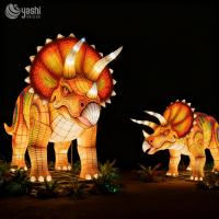China Triceratops Dinosaur Lantern - Waterproof Outdoor Silk Lantern - Realistic Dinosaur Sculpture Lantern for sale