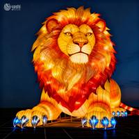 China Custom Lying Lion Lantern | Large LED African Lion Light Sculpture for Wildlife Theme Outdoor Light Exhibition for sale