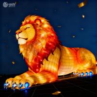 China Custom Lying Lion Lantern | Large LED African Lion Light Sculpture for Wildlife Theme Outdoor Light Exhibition for sale