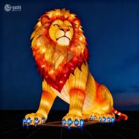 China Custom Lying Lion Lantern | Large LED African Lion Light Sculpture for Wildlife Theme Outdoor Light Exhibition for sale