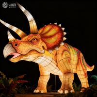 China Triceratops Dinosaur Lantern - Waterproof Outdoor Silk Lantern - Realistic Dinosaur Sculpture Lantern for sale