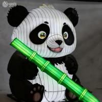 China Custom Giant Panda with Bamboo Lantern | Cute Animal LED Light Sculpture for Chinese‑Theme Light Exhibition for sale