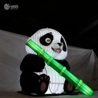 China Custom Giant Panda with Bamboo Lantern | Cute Animal LED Light Sculpture for Chinese‑Theme Light Exhibition for sale