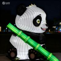 China Custom Giant Panda with Bamboo Lantern | Cute Animal LED Light Sculpture for Chinese‑Theme Light Exhibition for sale