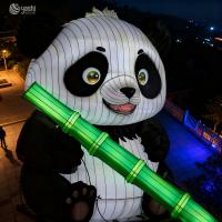 China Custom Giant Panda with Bamboo Lantern | Cute Animal LED Light Sculpture for Chinese‑Theme Light Exhibition for sale