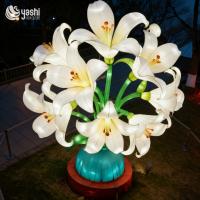 China Custom Giant Lily Bouquet Vase Lantern, Large LED Floral Light Sculpture for Park & Plaza Events for sale